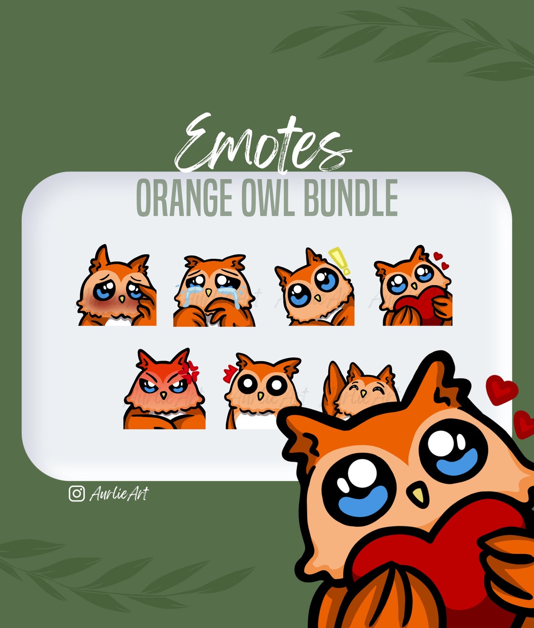 Orange Owl Emote Bundle | 7 Owl Emotes | Owl Emotes for Twitch, Youtube ...
