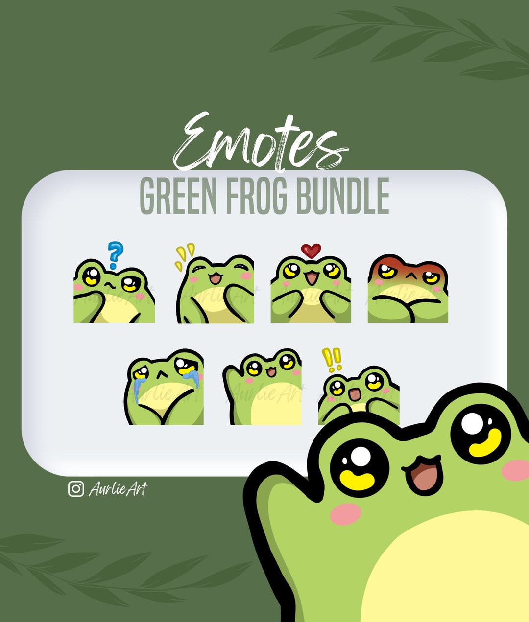 Green Frog Emote Bundle | 7 Frog Emotes | Frog Emotes for Twitch ...