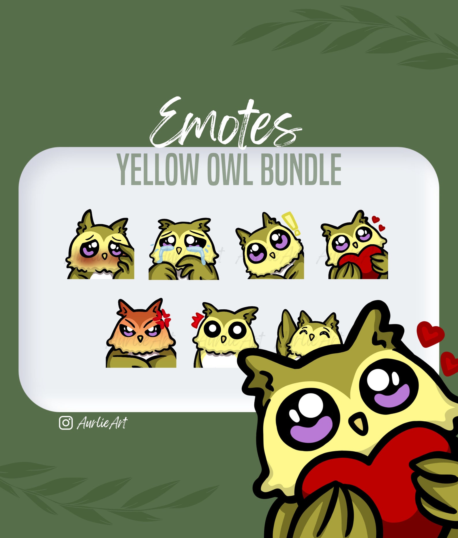 Yellow Owl Emote Bundle | 7 Owl Emotes | Owl Emotes for Twitch, Youtube ...
