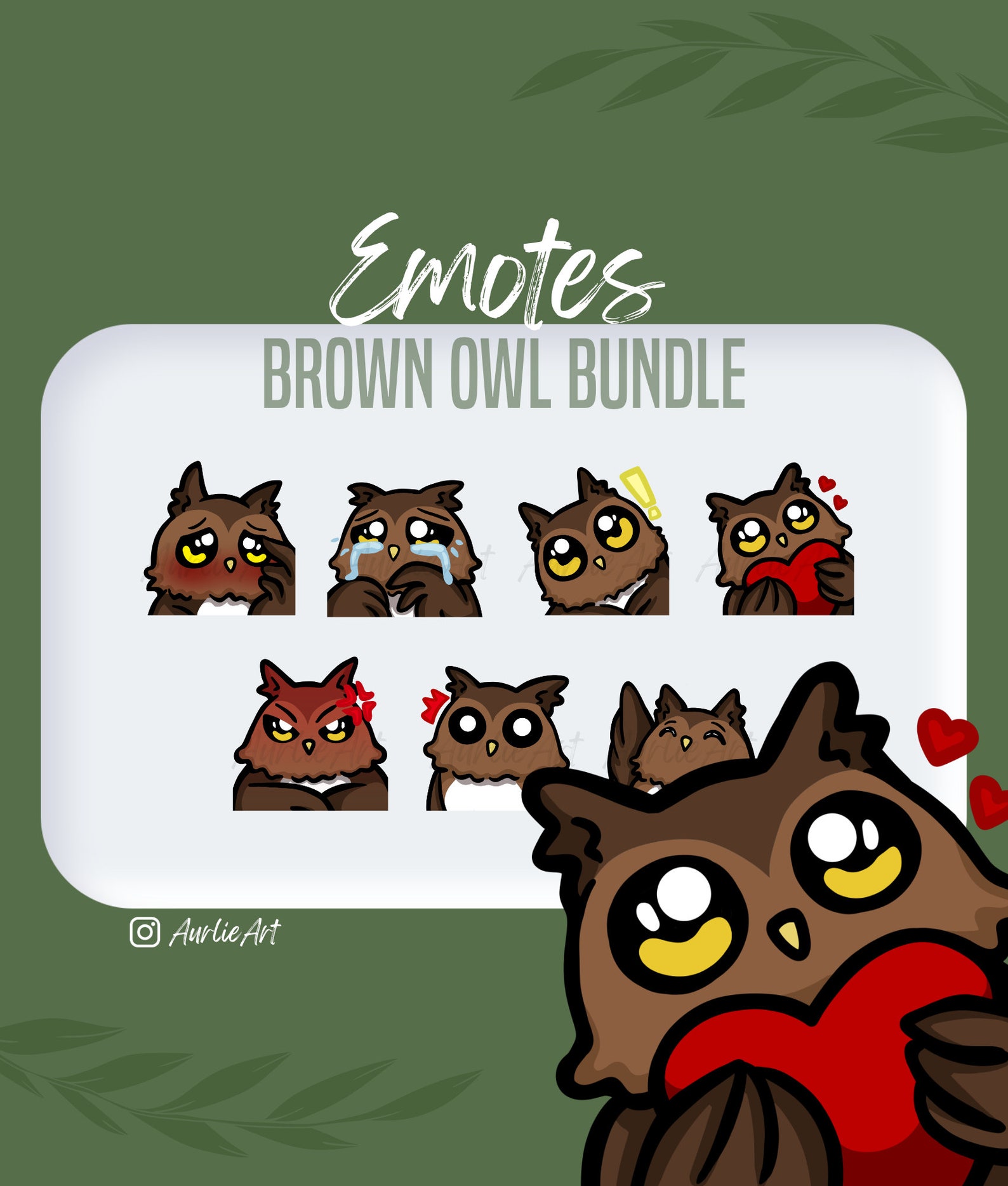Brown Owl Emote Bundle | 7 Owl Emotes | Owl Emotes for Twitch, Youtube ...