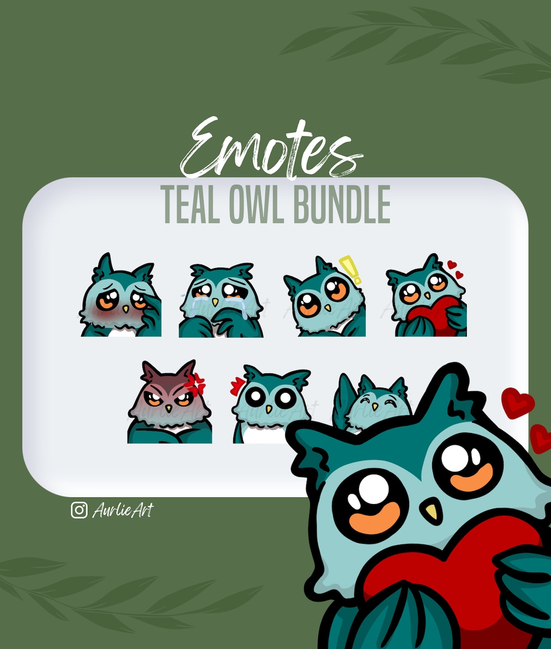 Teal Owl Emote Bundle | 7 Owl Emotes | Owl Emotes for Twitch, Youtube ...