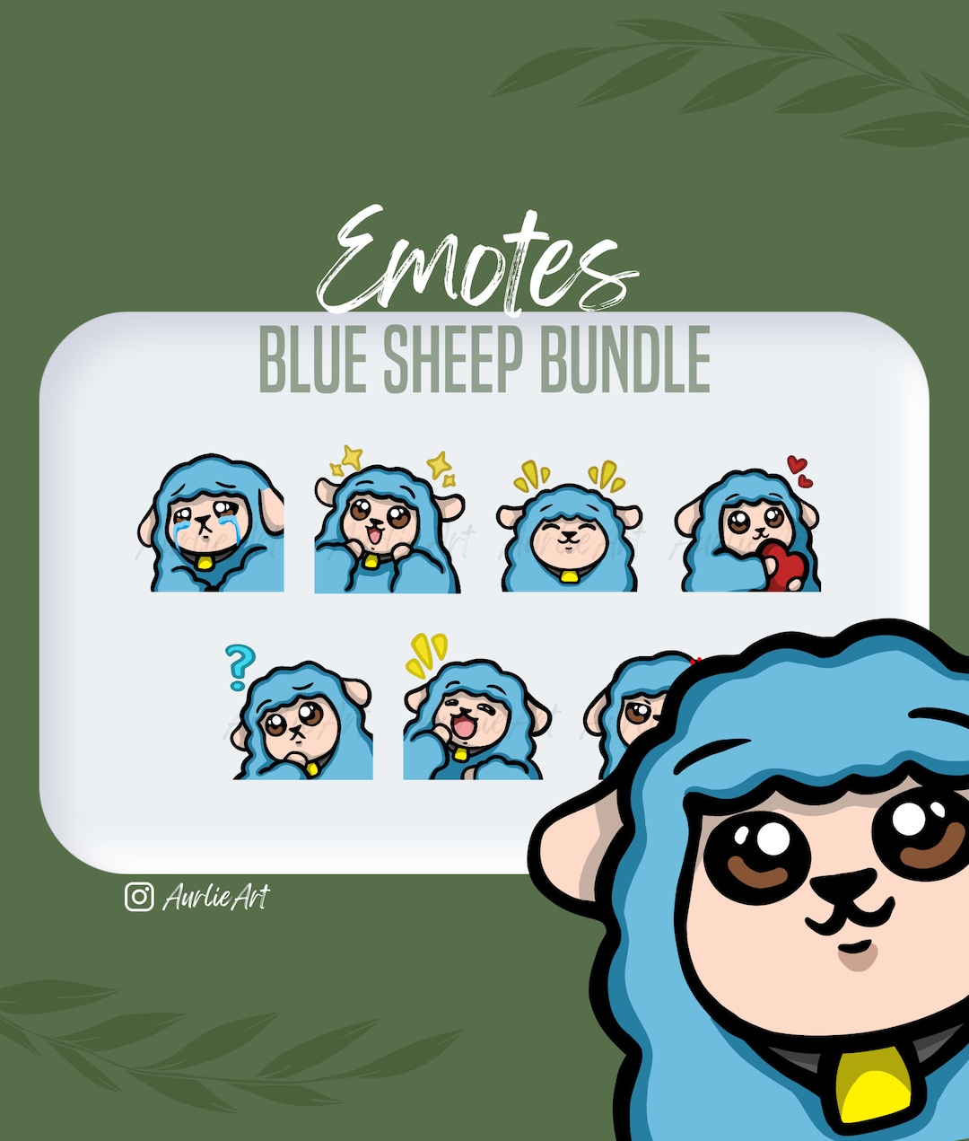 Blue Sheep Emote Bundle | 7 Sheep Emotes | Sheep Emotes for Twitch ...