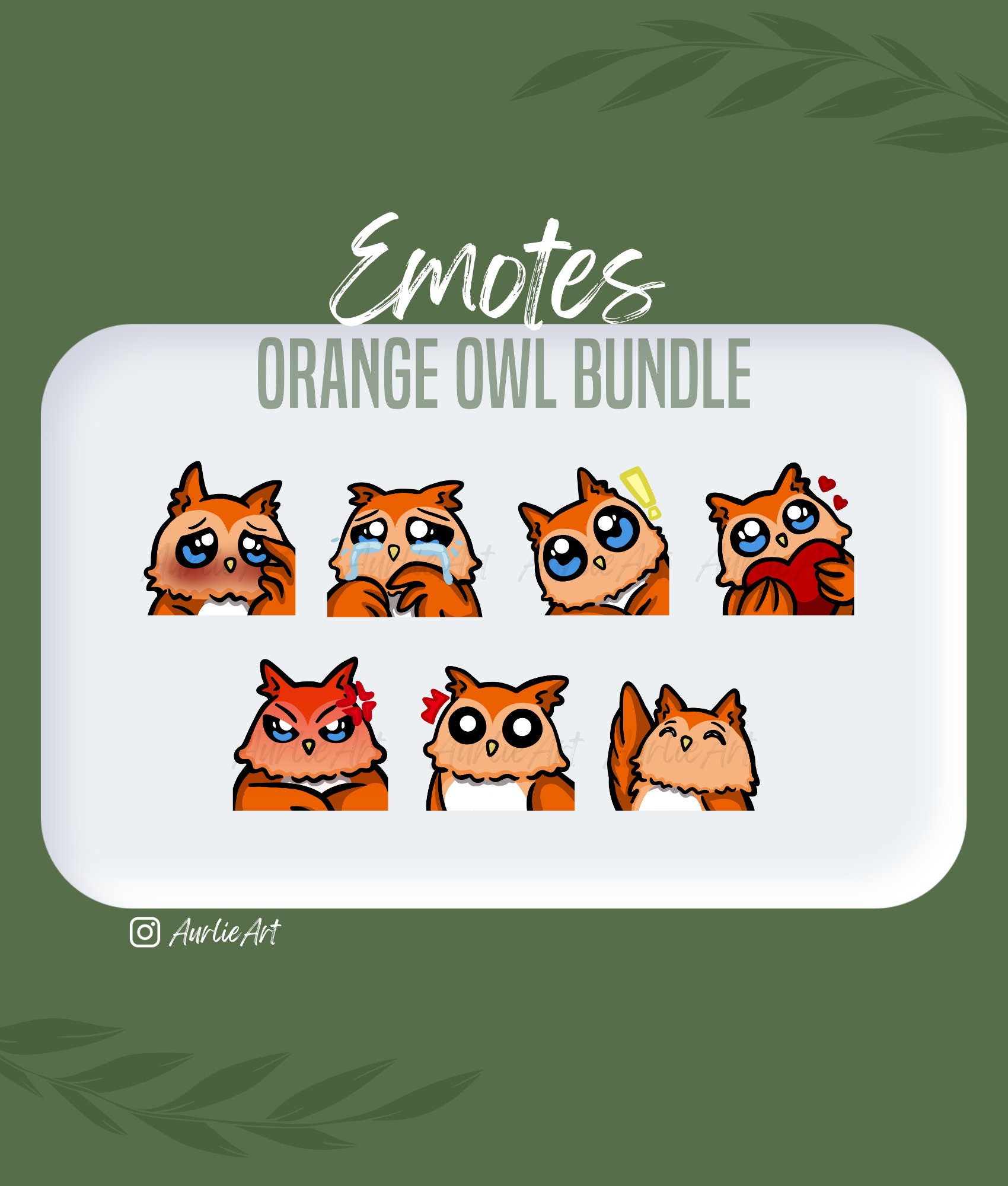 Orange Owl Emote Bundle | 7 Owl Emotes | Owl Emotes for Twitch, Youtube ...