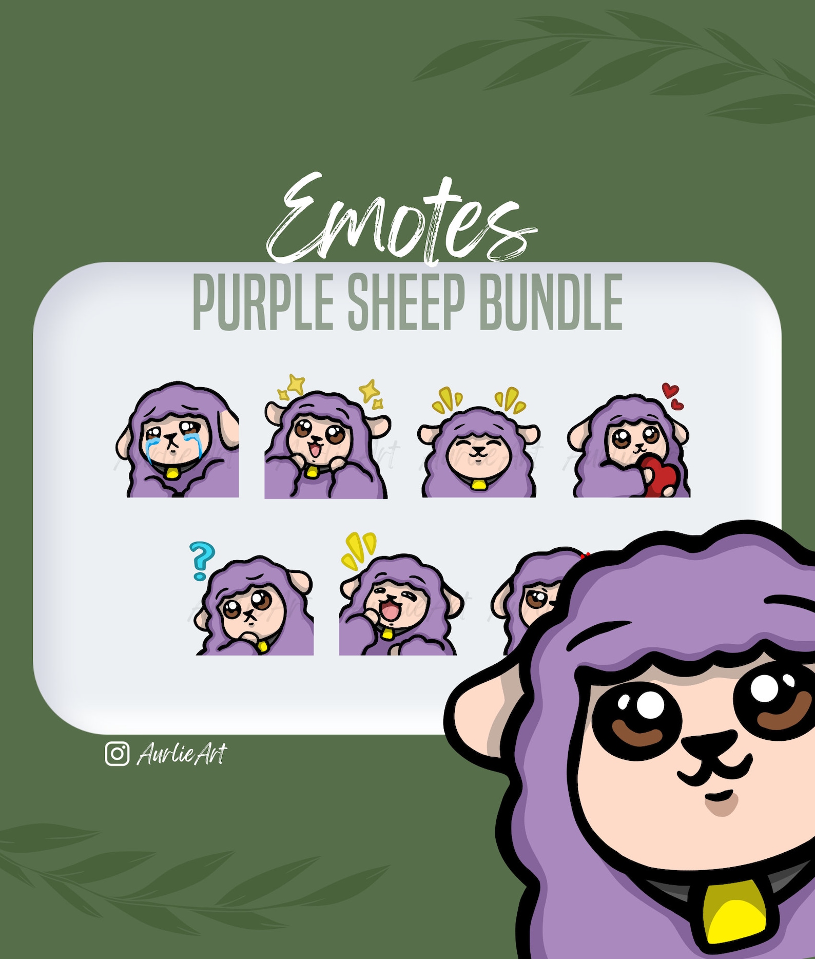 Purple Sheep Emote Bundle | 7 Sheep Emotes | Sheep Emotes for Twitch ...