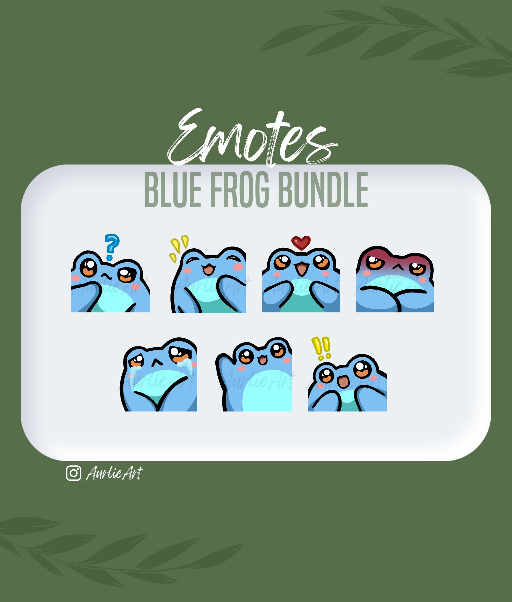 Blue Frog Emotes Bundle | Twitch, Discord, Youtube (digital Download ...