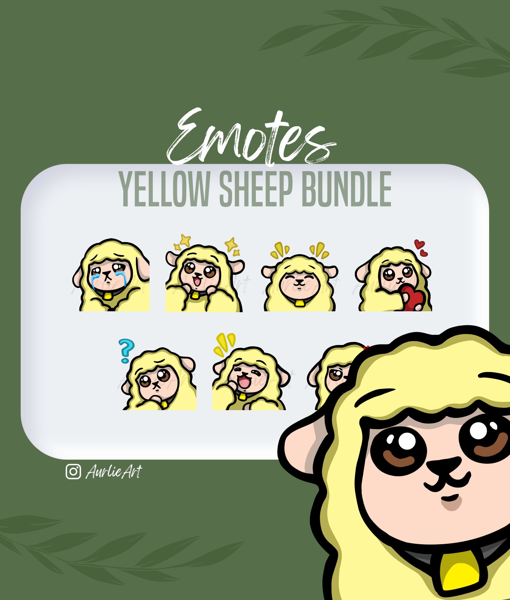 Yellow Sheep Emote Bundle | 7 Sheep Emotes | Sheep Emotes for Twitch ...