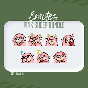 Pink Sheep Emote Bundle | 7 Sheep Emotes | Sheep Emotes for Twitch ...