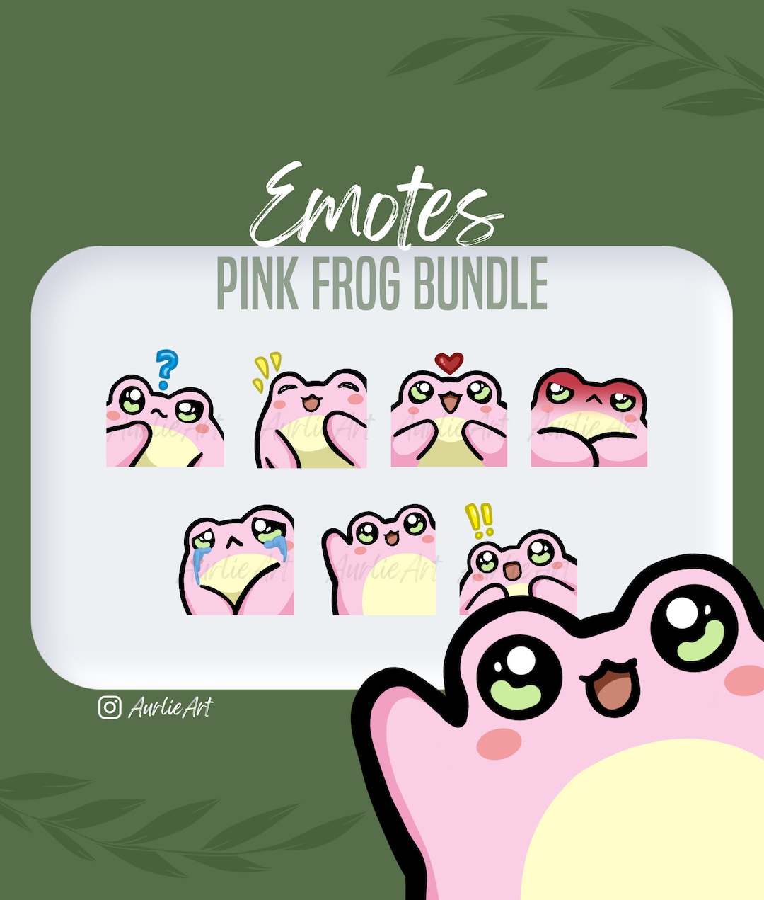 Pink Frog Emote Bundle | 7 Frog Emotes | Frog Emotes for Twitch ...