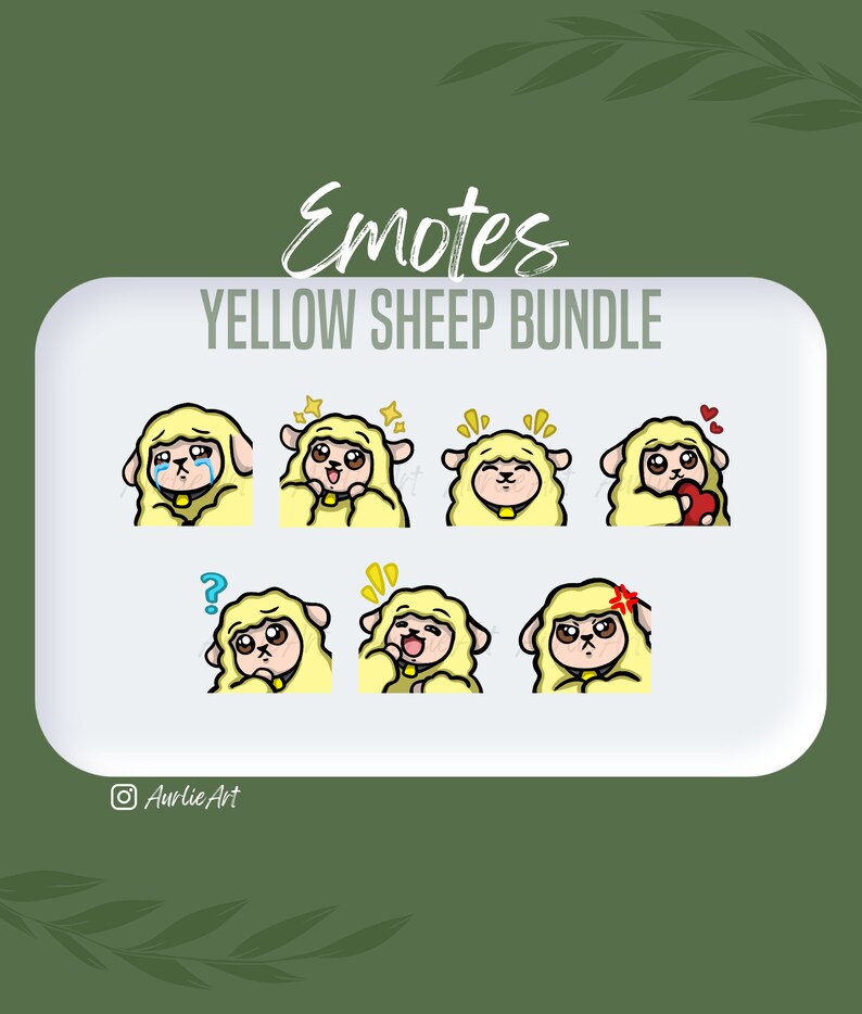 Yellow Sheep Emote Bundle | 7 Sheep Emotes | Sheep Emotes for Twitch ...