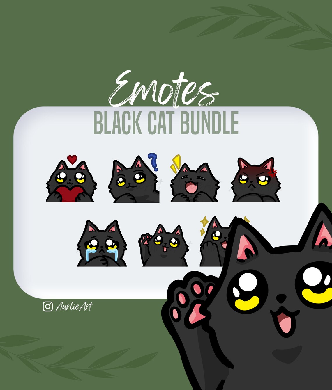 Black Cat Emote Bundle | 7 Cat Emotes | Cat Emotes for Twitch, Youtube ...