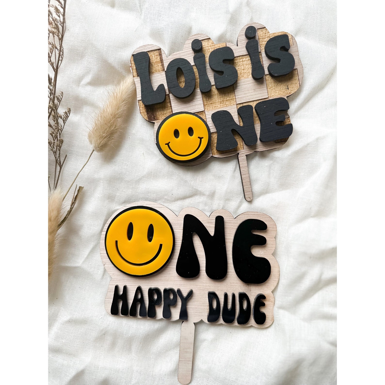 One Happy Dude Cake Topper /first Birthday Cake Topper/ Happy Face ...