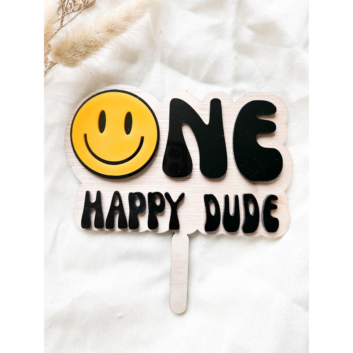 One Happy Dude Cake Topper /first Birthday Cake Topper/ Happy Face ...