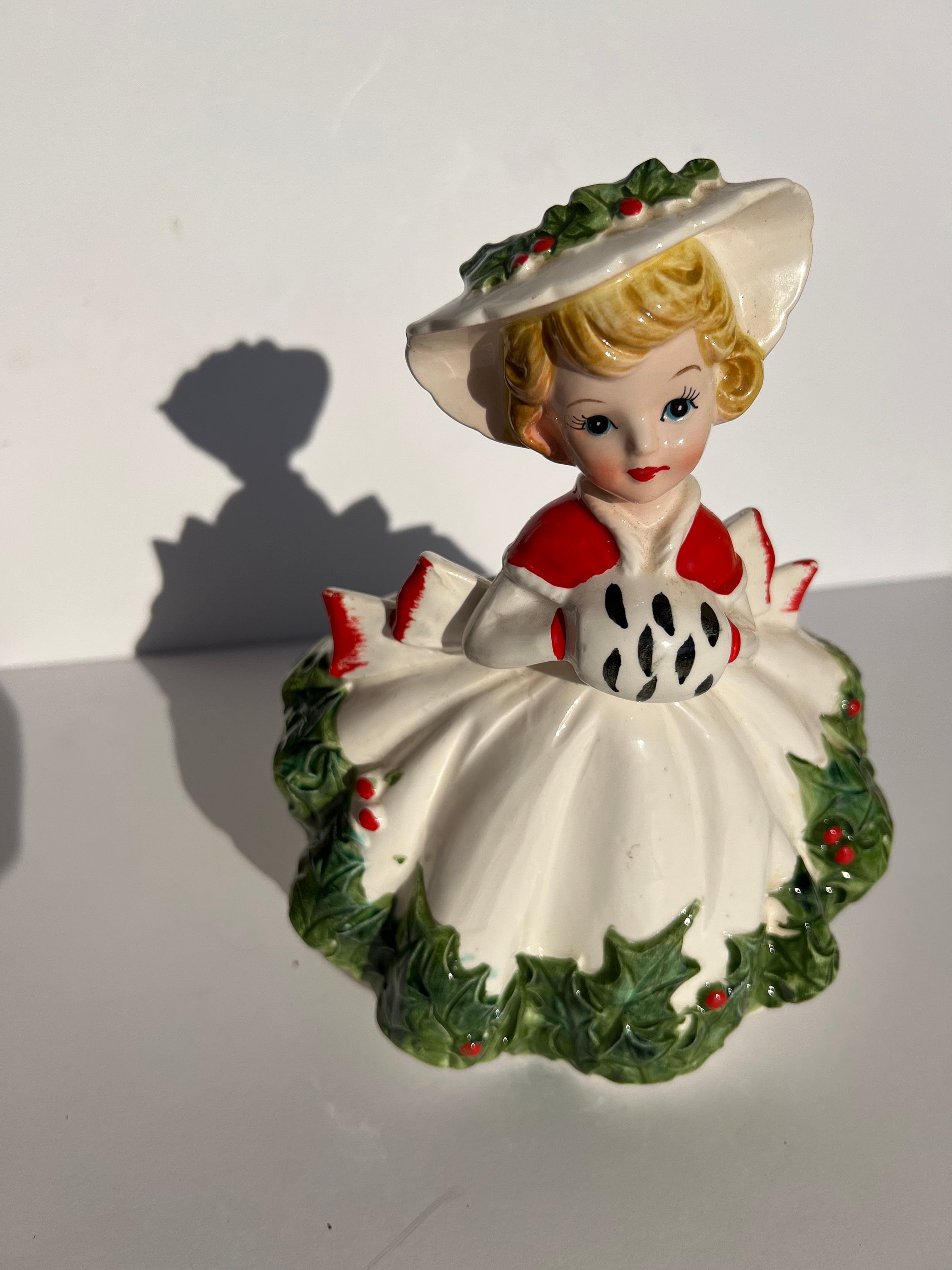 Vintage RELPO Christmas Holly Girl Planter 6006 Japan - Etsy