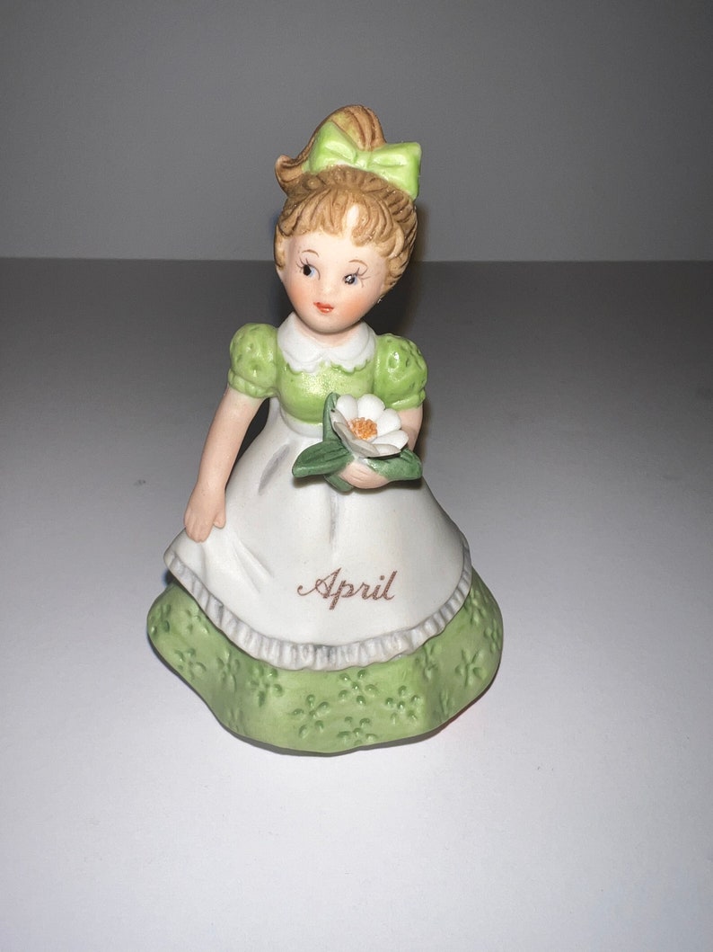 Vintage Lefton April Birthday Girl Figurine Ceramic 4 Ft 1980s Holding ...