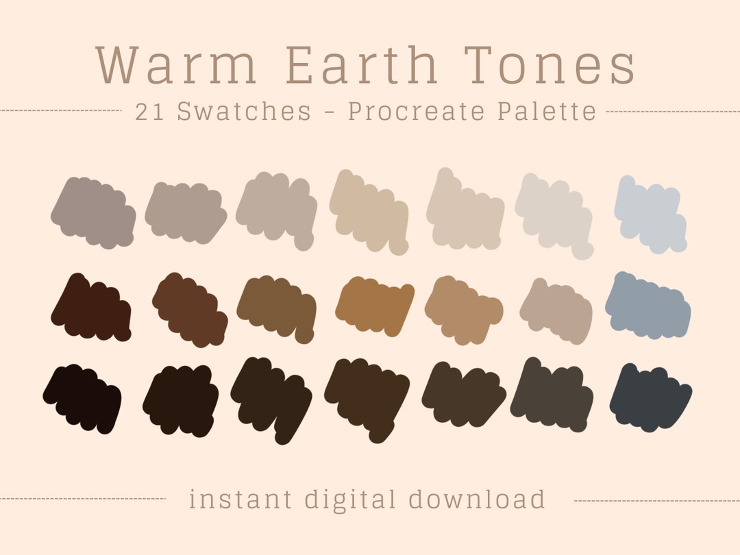 Warm Earth Tones Procreate Color Palette for Brands and Artists 21 ...