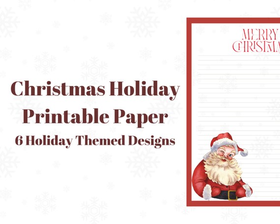 Christmas Holiday Lined Paper Printable Paper Digital - Etsy