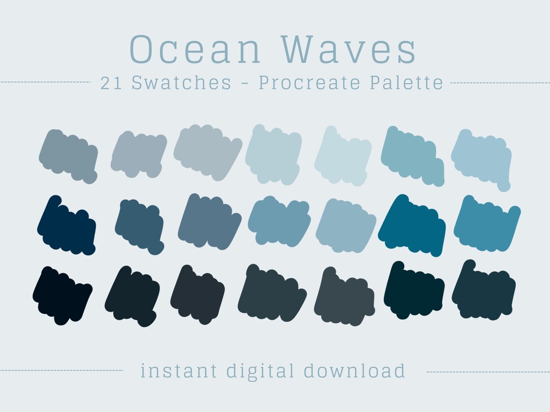 Ocean Waves Blue Procreate Color Palette for Brands and Artists 21 ...
