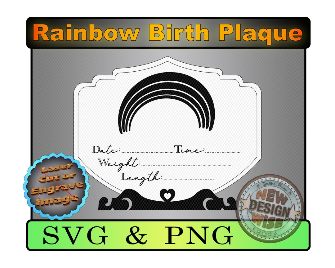Rainbow Birth Plaque With Stand | Birth Stats Announcement Sign ...