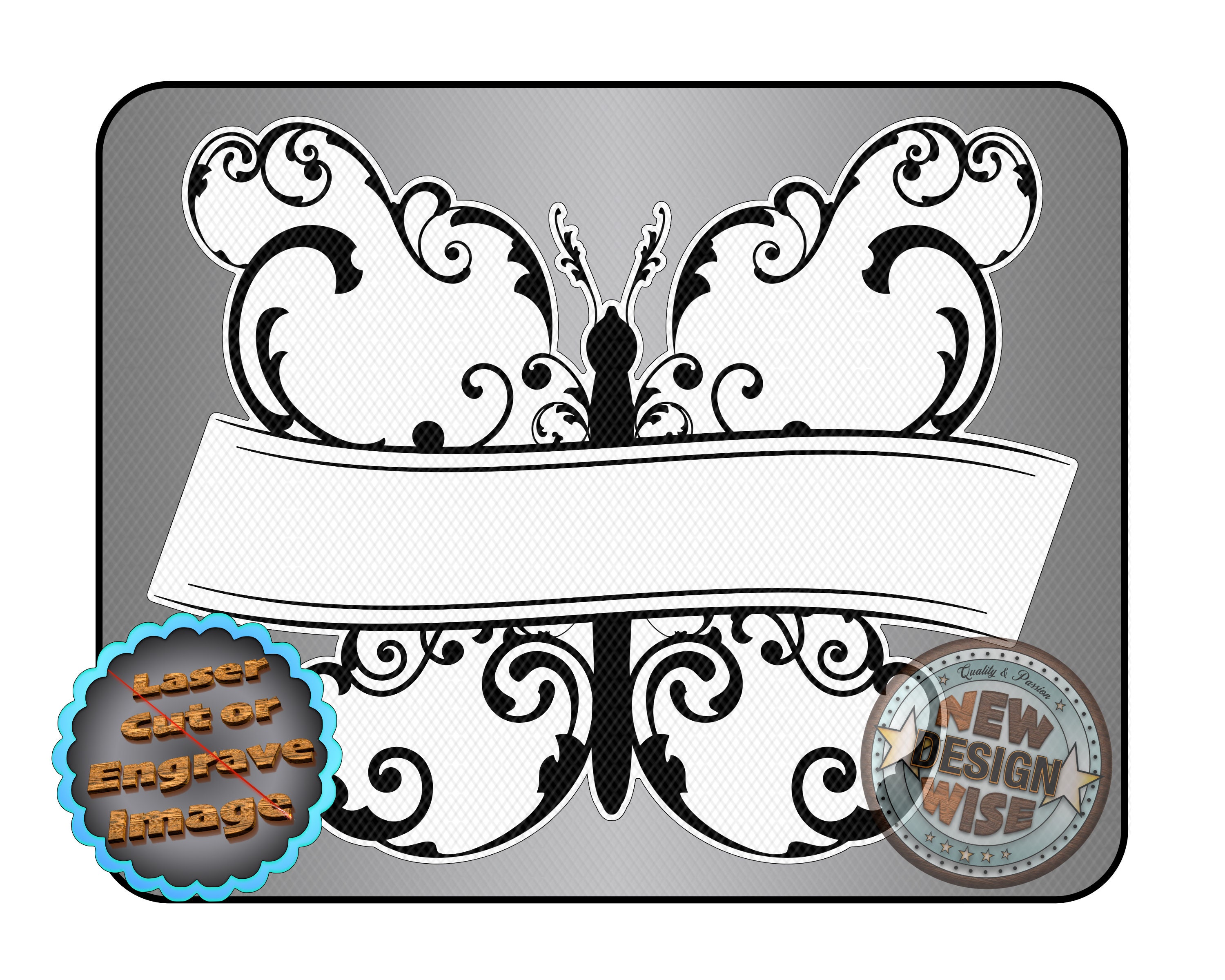 Butterfly Ornamental Name Tag Label Marker Photo Prop Baby Sign Plaque ...