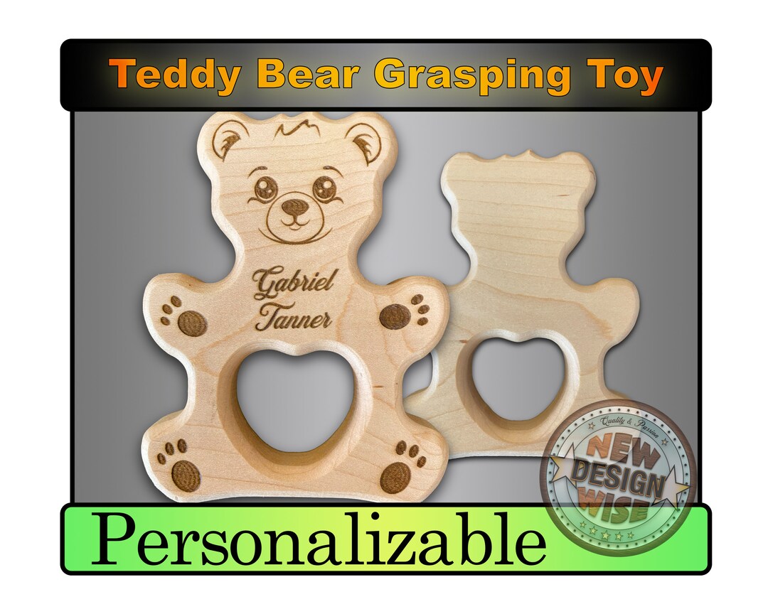 Bear Grasping Toy Personalized Baby Toy Bear Teether Maple Wood Baby ...