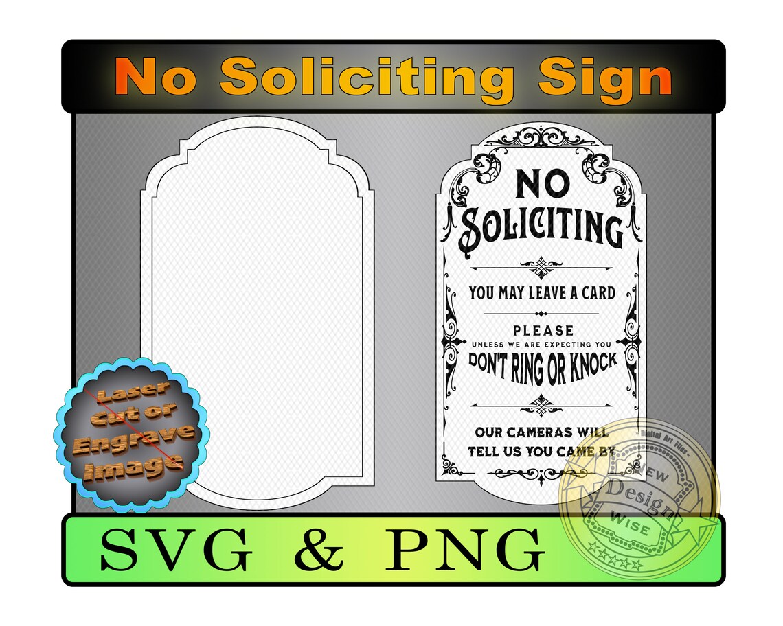 No Soliciting Sign PNG SVG Ornamental Download - Etsy
