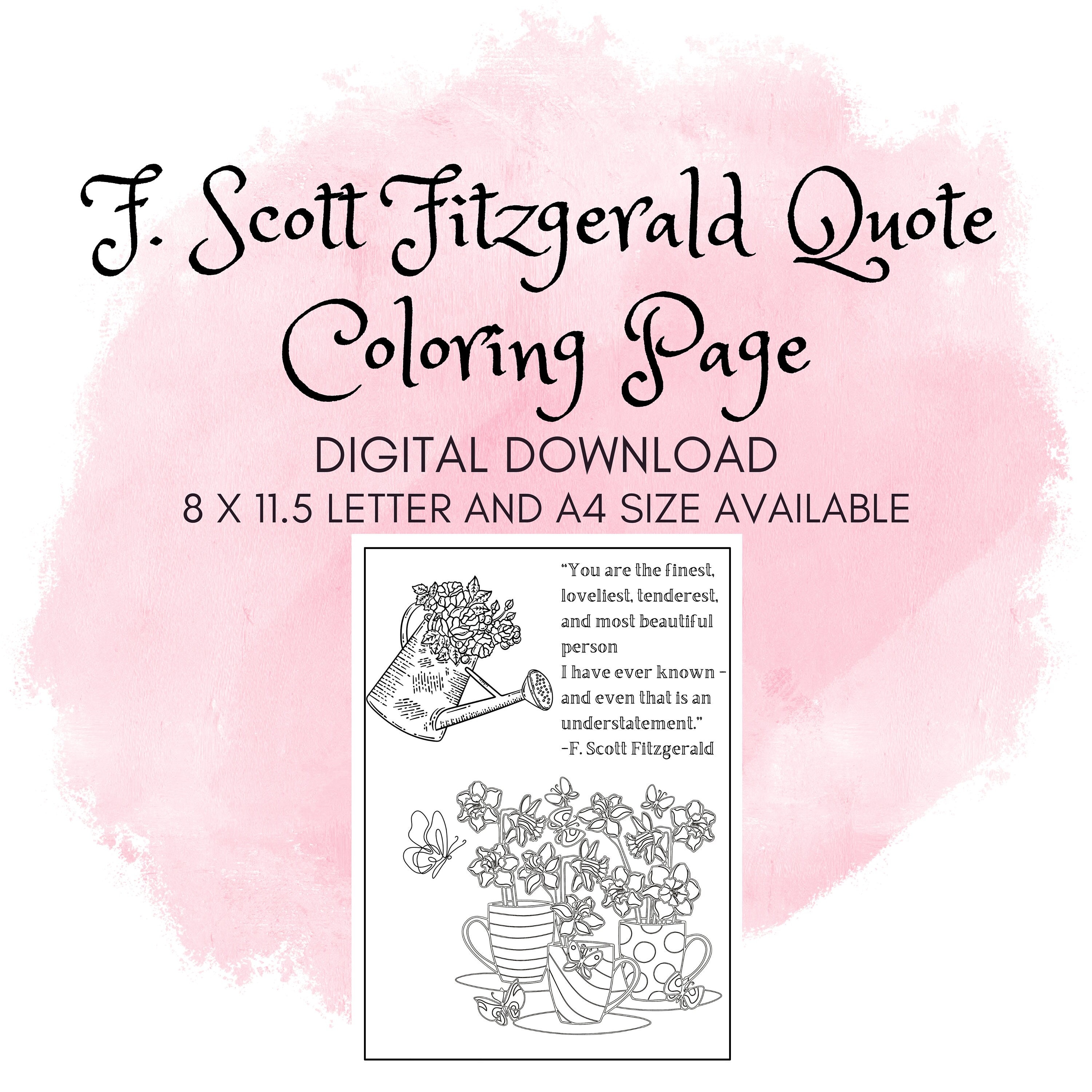 F. Scott Fitzgerald Love Quote Coloring Page Download | Literary Love ...