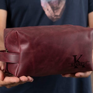 Soccer Dopp Kit, Personalized Leather Toiletry Bag for Soccer Player ...