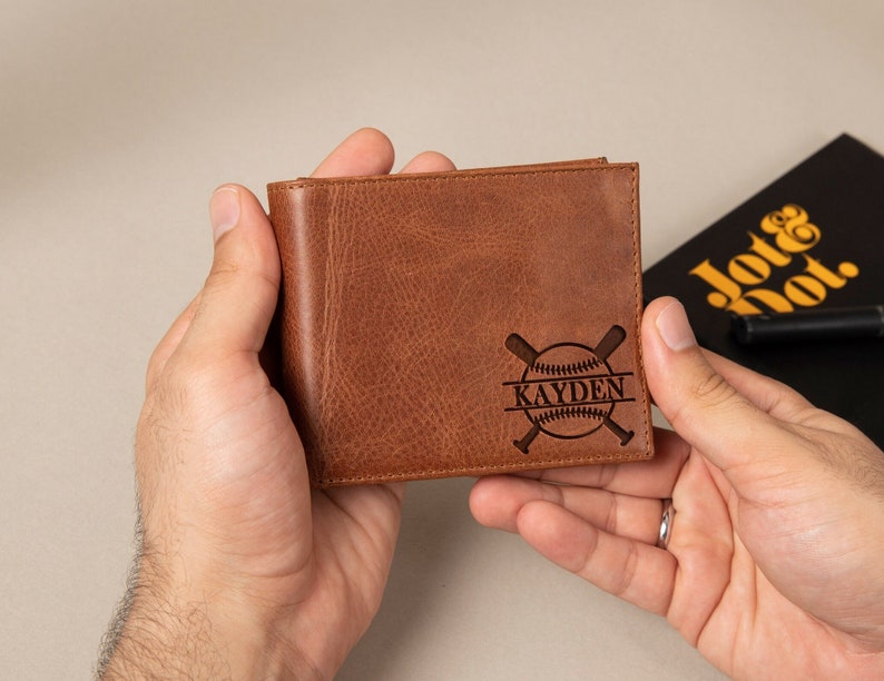 Baseball Wallet Personalized Leather Wallet for Boys Custom - Etsy