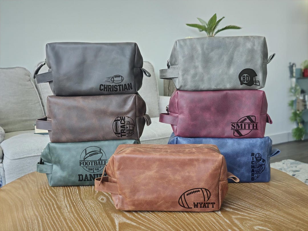 Gift for Football Coaches & Players, Team Gift Ideas, Leather Dopp Kit ...
