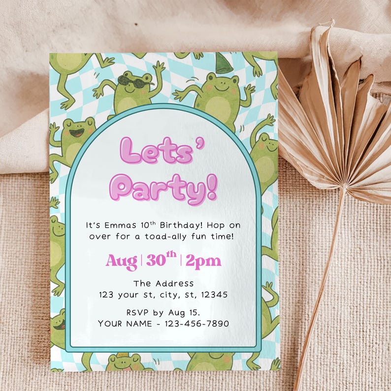 Frog Girl Birthday Invitation Printable – Funny Kids Party Invite ...