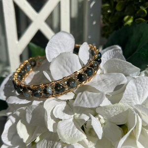 Boho Light Blue Imperial Jasper Gemstone Bangle Bracelet - Etsy