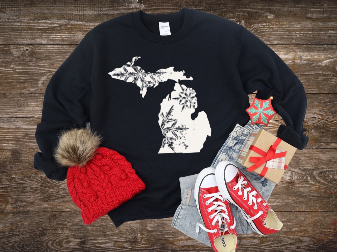 Michigan Winter Crewneck With Pretty Snowflake Design Christmas Holiday ...