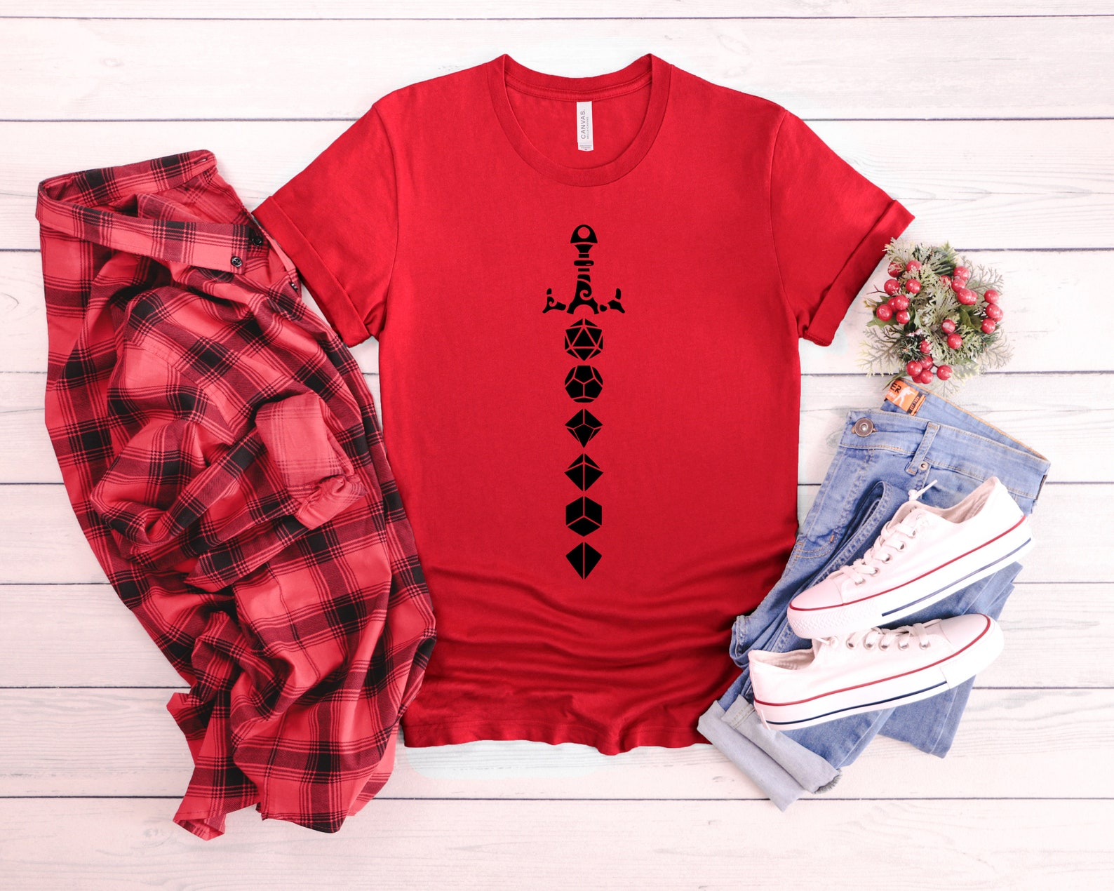 Dnd Dice T-shirt, Dungeons and Dragons Shirt, D20 Dice Sword Shirt ...