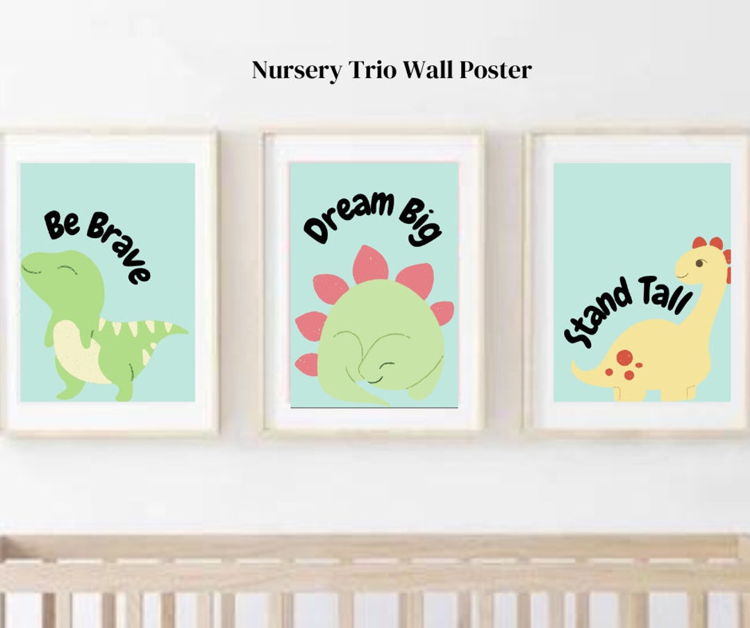 Dinosaur Images for Wall, Trio Posters, Set of 3, Nursery Poster ...