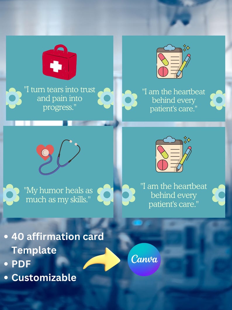 Customizable Funny Affirmation Cards for Healthcare Workers, 40 ...
