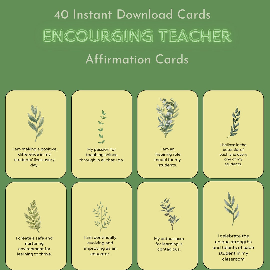 Printable Inspirational Cards for Teachers 40 Motivational Cards for ...