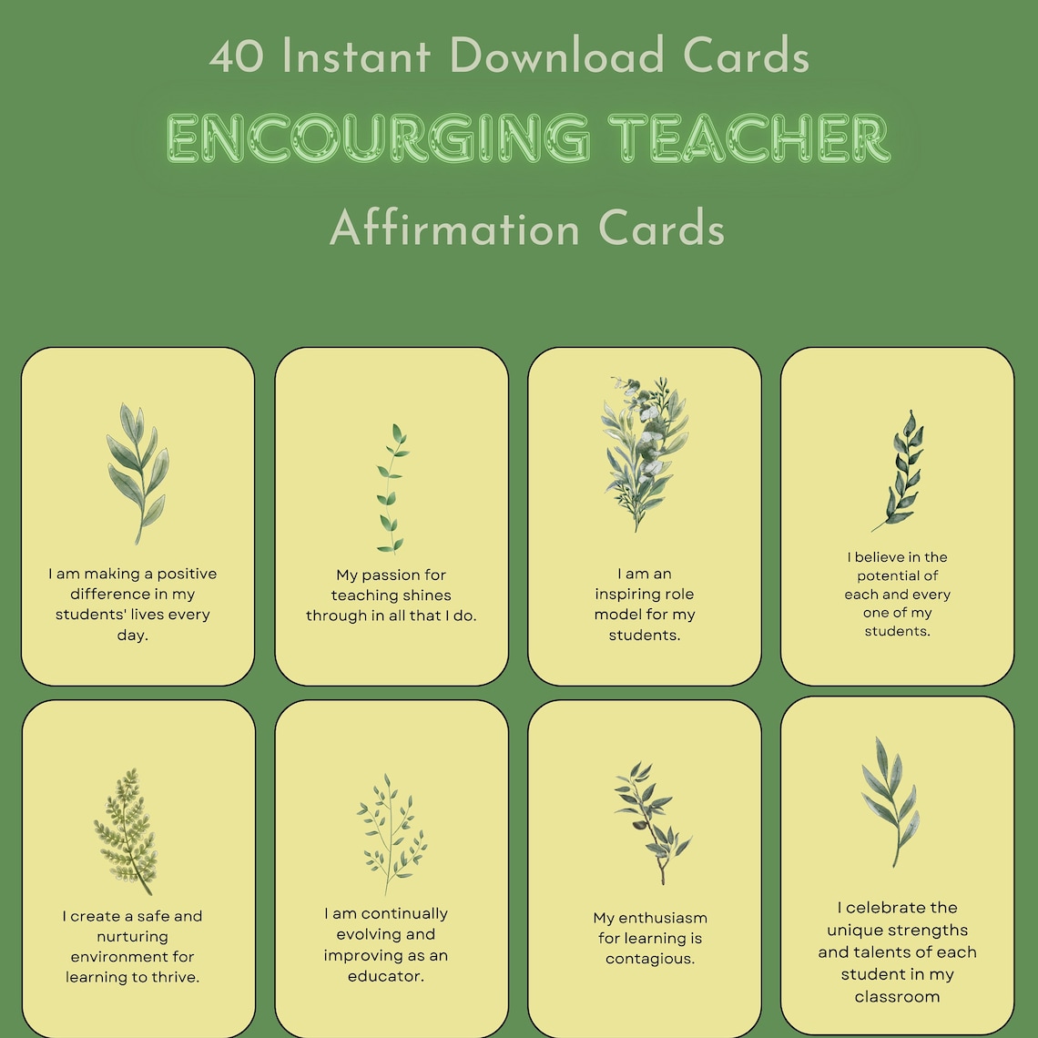 Printable Inspirational Cards for Teachers 40 Motivational Cards for ...