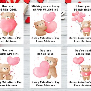 Editable Bear Valentine Instant Download School Kids Hearts Valentine's ...