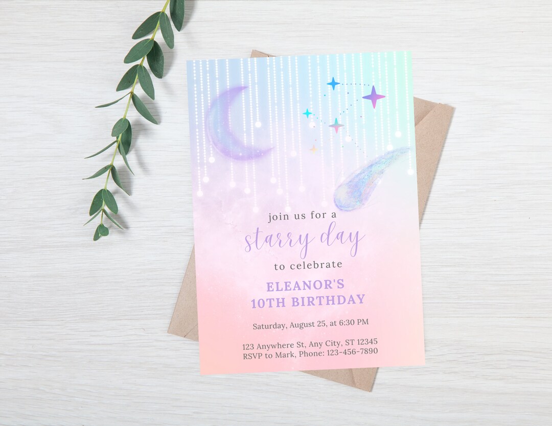 Editable Shooting Star Lights Moon Pastel Pink Instant Download ...