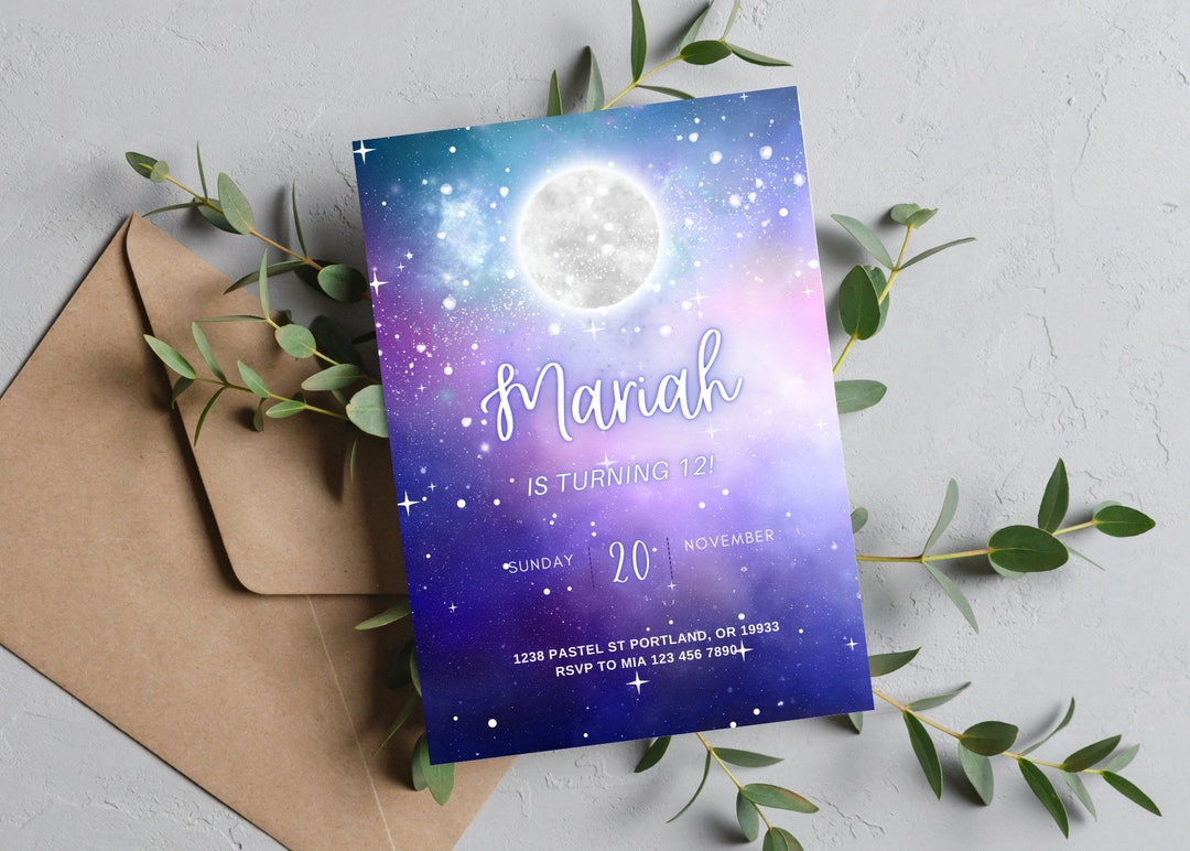 Editable Nebula Star Galaxy Instant Download Birthday Invitation ...