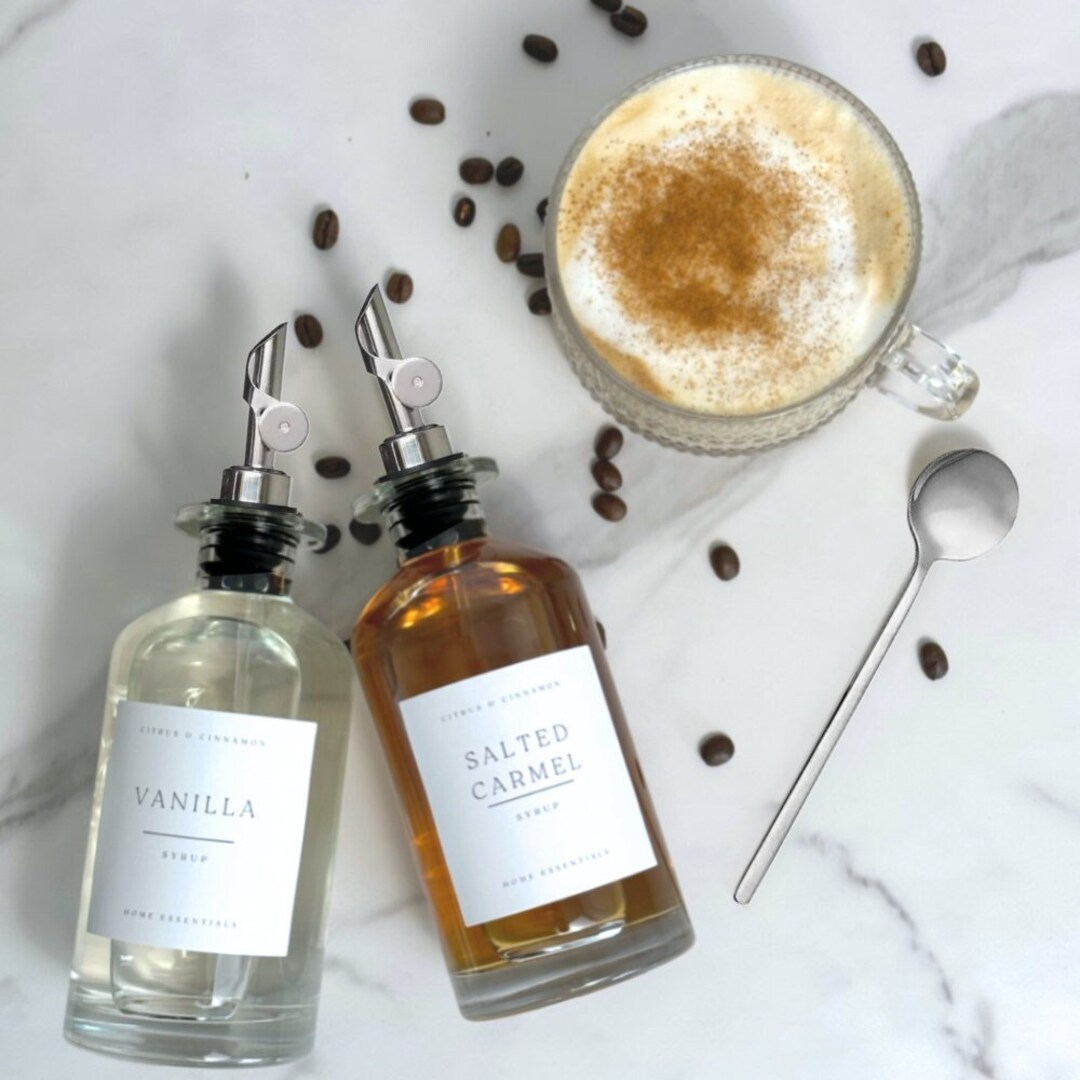 Citrus and Cinnamon Glass Oil Dispenser, Coffee Syrup Dispenser ...