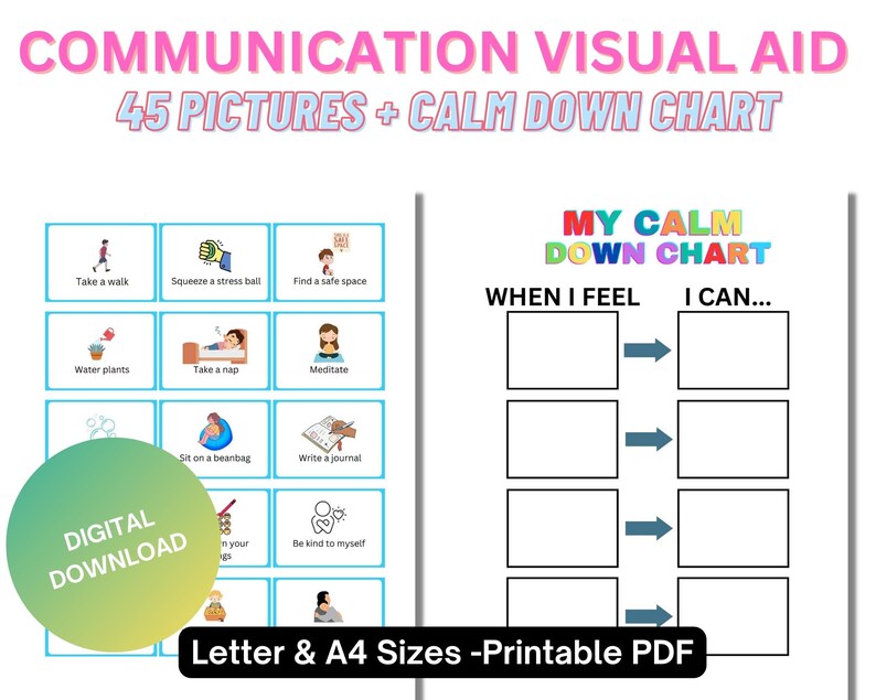 Calm Down Cards for Toddlers | Autism Communication | Behavior Cards ...