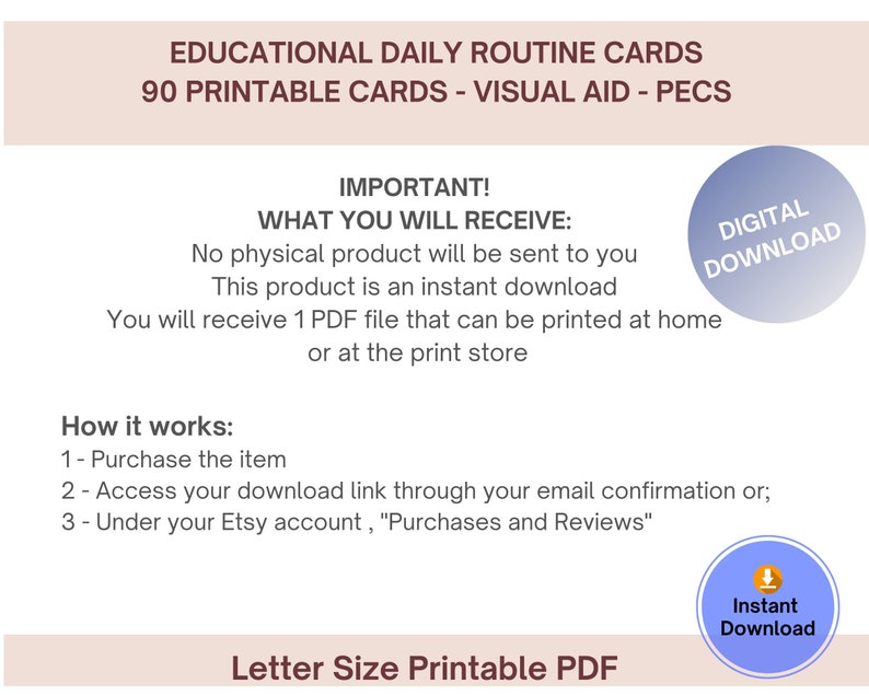 ADHD - ASD - Pictures Cards - Educational Daily Routine - 90 Printable ...