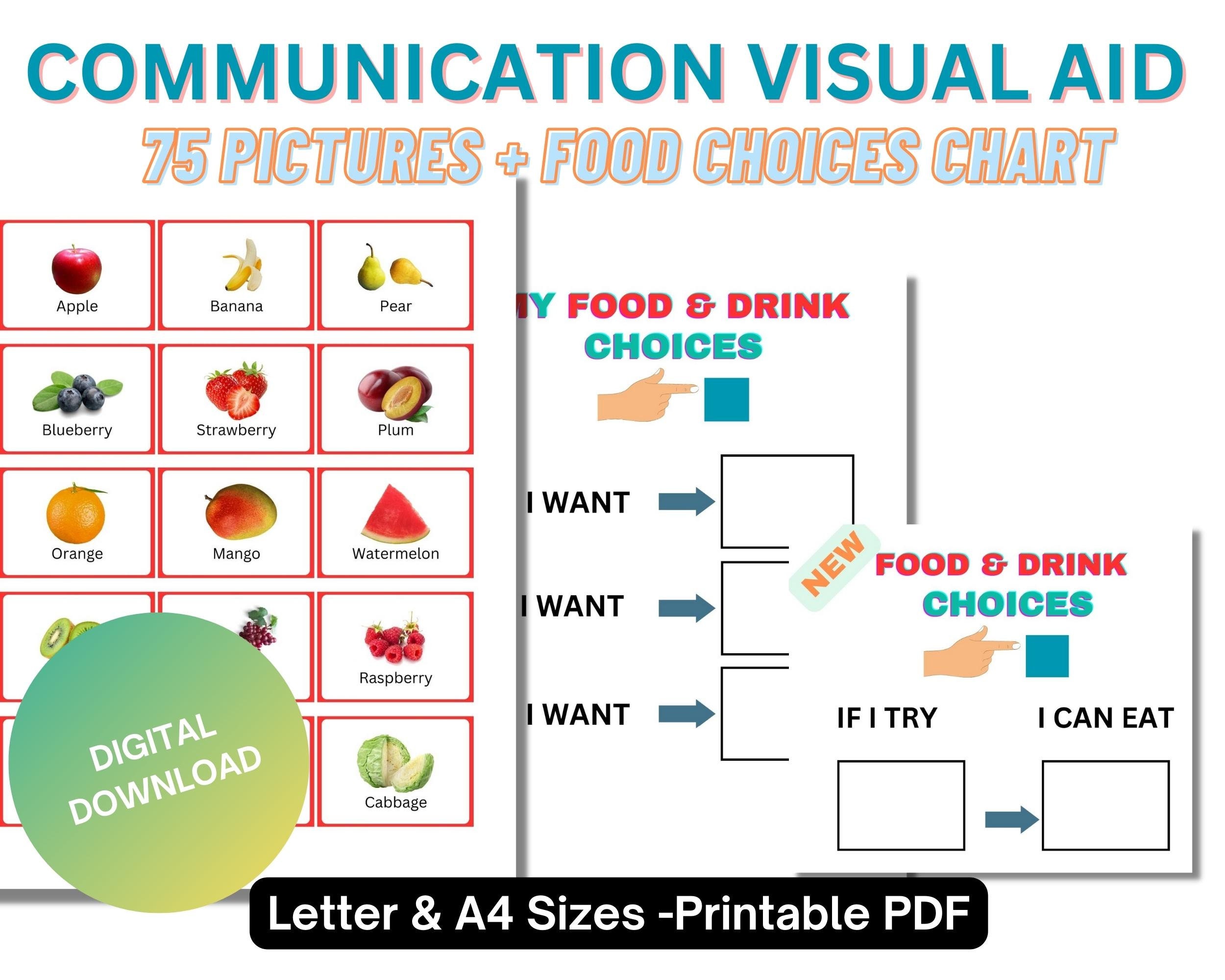 Food and Drink Choices Cards, Autism Communication, Printable PECS ...