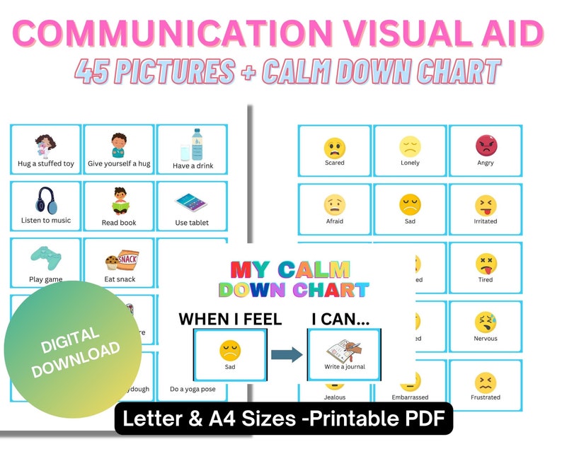 Calm Down Cards for Toddlers | Autism Communication | Behavior Cards ...