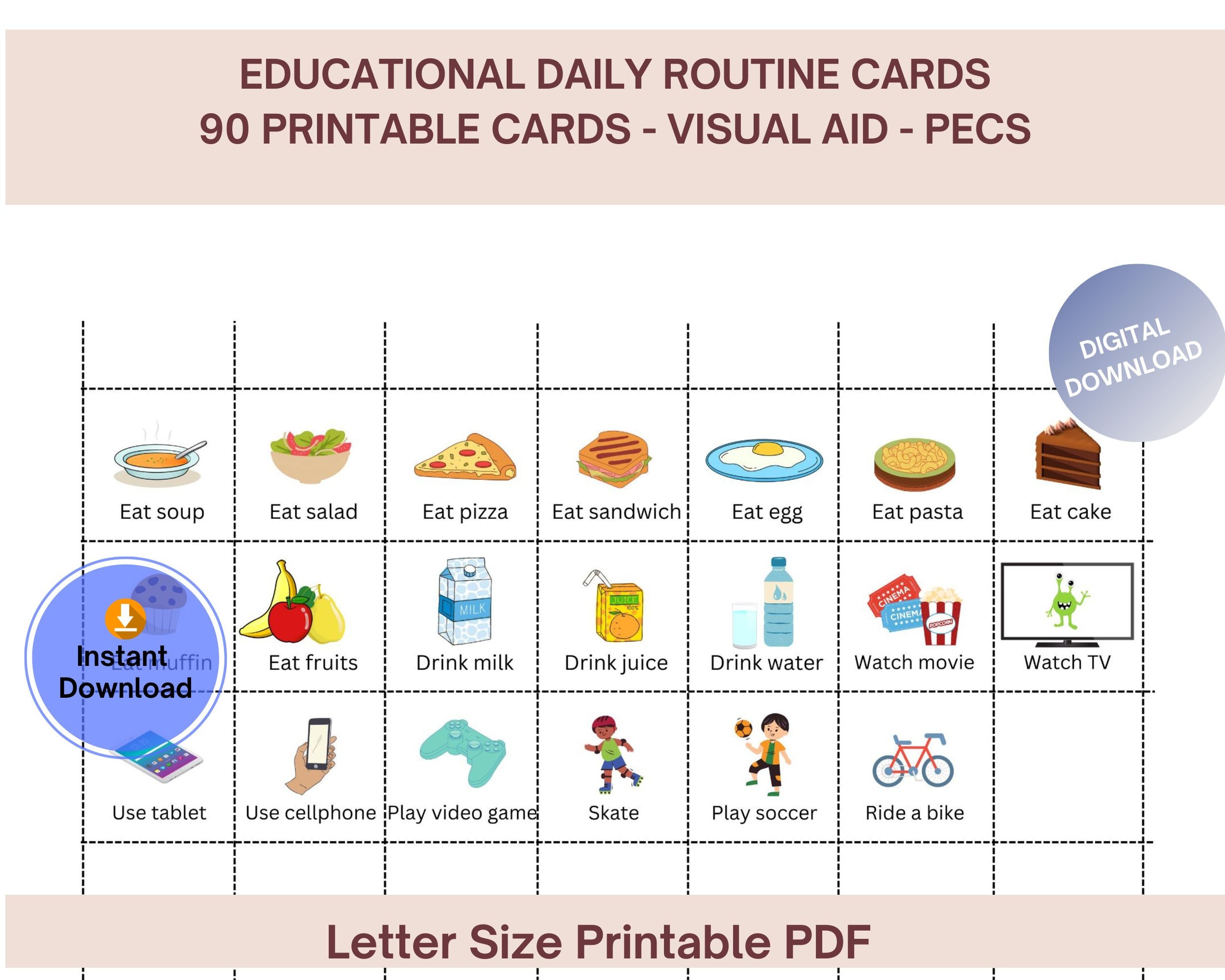 ADHD - ASD - Pictures Cards - Educational Daily Routine - 90 Printable ...