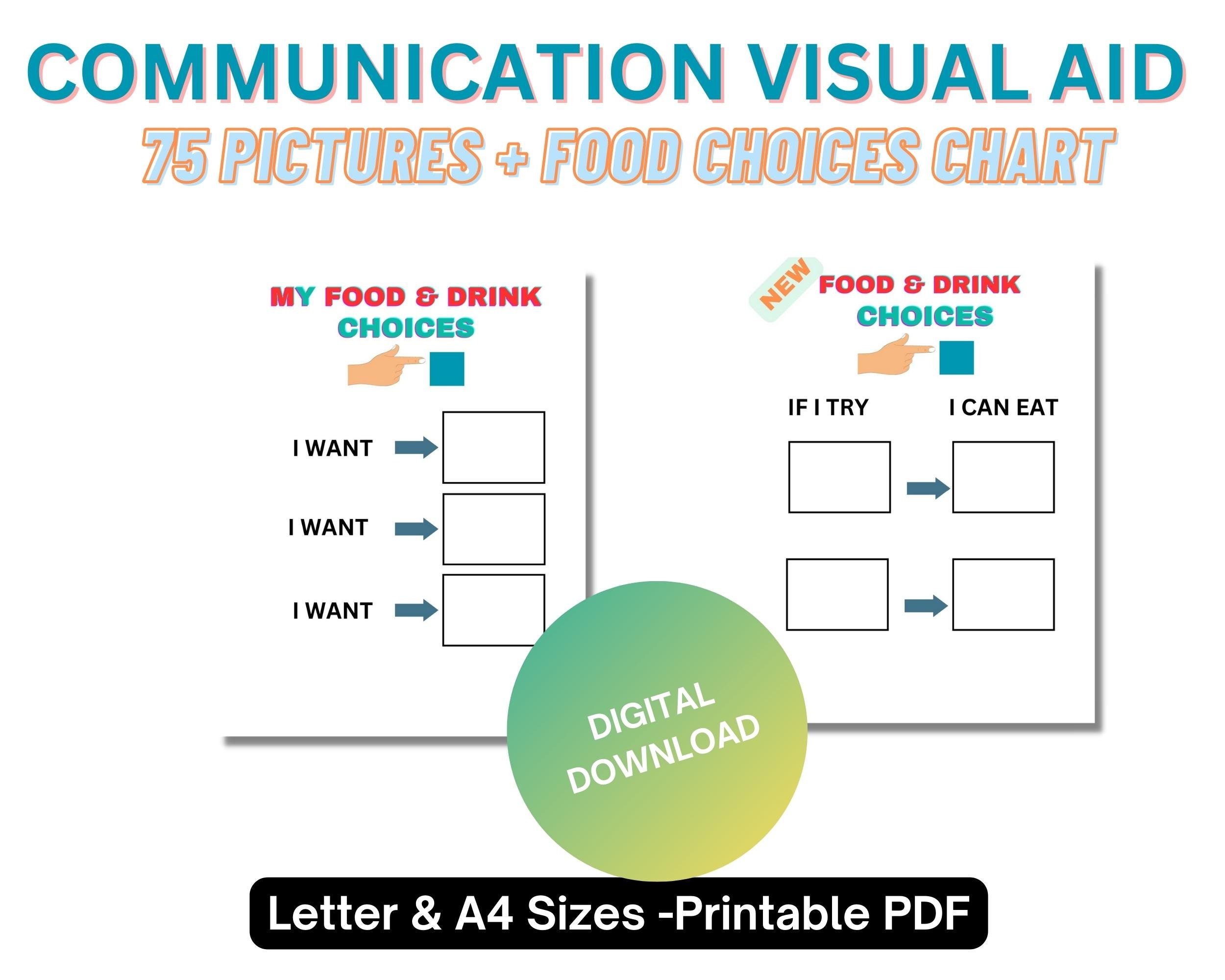 Food and Drink Choices Cards, Autism Communication, Printable PECS ...
