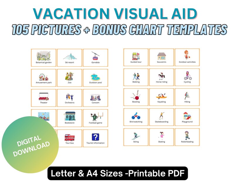 Daily Living | Vacation | Visual Communication Cards| PECS Cards ...