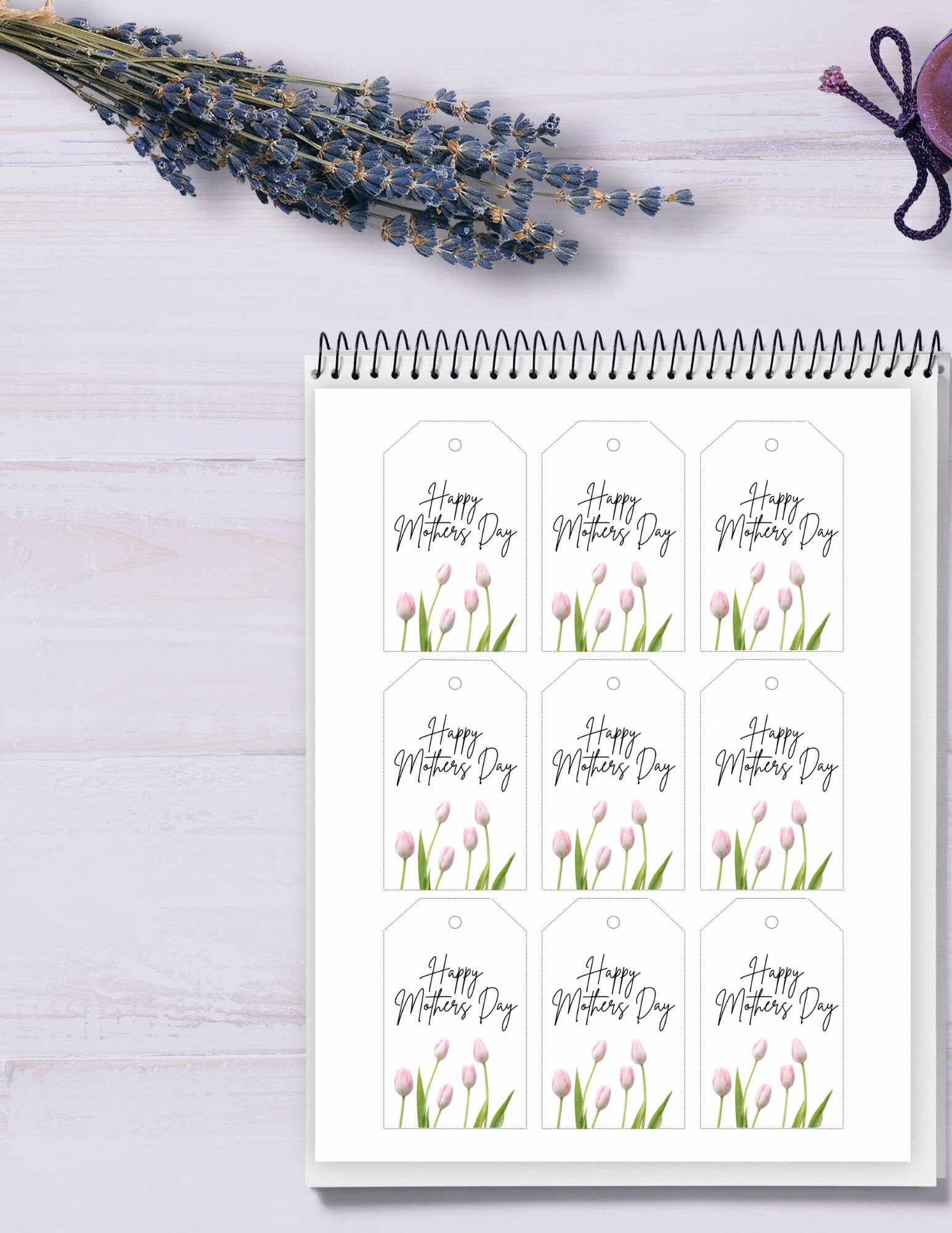 Happy Mothers Day Tulip Flower Gift Favor Tags, Elegant Floral Gift ...
