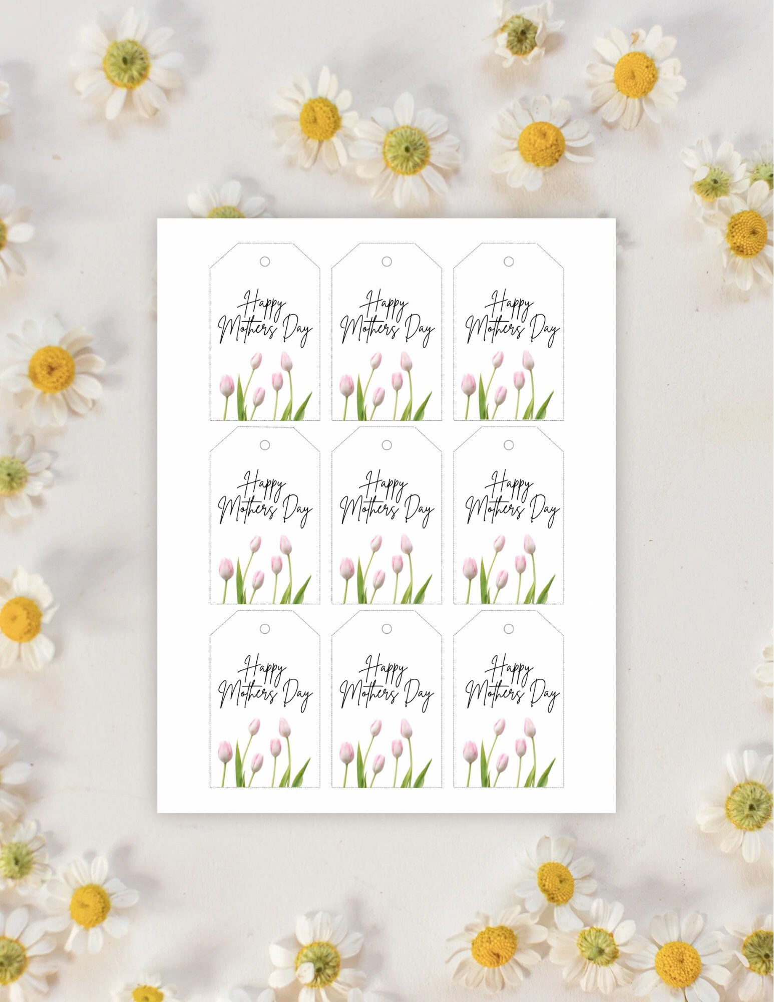 Happy Mothers Day Tulip Flower Gift Favor Tags, Elegant Floral Gift ...